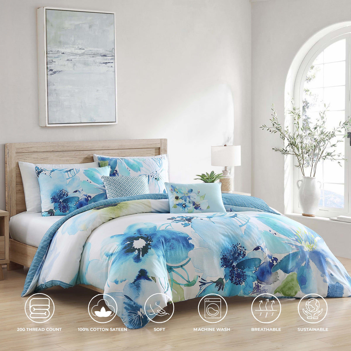 Bebejan Watercolor Blue 5 Piece Reversible Comforter Set – Latestbedding.pk